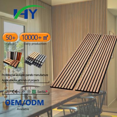 China MDF Fireproof Wood Slat Acoustic Wall Panels Aesthetic Sound Absorbing Panels For Office for sale