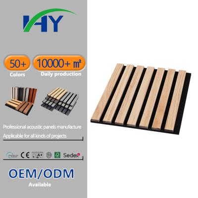 China 2400x600mm Flame Retradant Wood Slat Acoustic Panel For Home Decoration Studio for sale