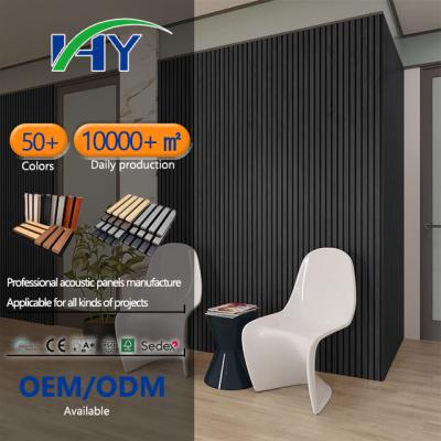 China Wood Slat Acoustic Panel With Sound Absorption Core And Wood Slat Face for sale