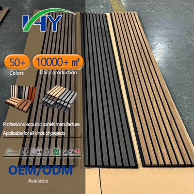 China Wood Slat Acoustic Panel With Mdf Core And Flame Retardant For Studio Use for sale