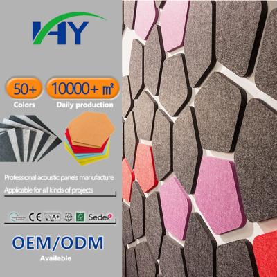 China Fire Retardant Hexagon Acoustic Panels Customizable PET Material Studio Soundproofing for sale