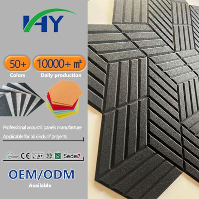 China Customizable Hexagon Acoustic Panels Flame Retardant PET Acoustic Treatment For Walls for sale