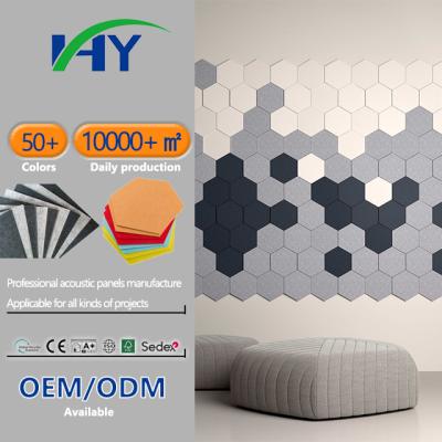 China Hexagon Acoustic Panels Wall Mounted Flame Retardant PET Sound Absorption Customizable for sale