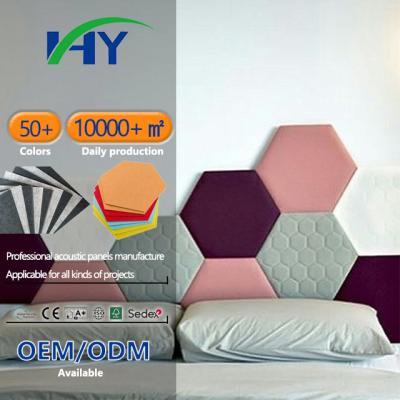 China Flame Retardant PET Hexagon Acoustic Panels Sound Absorbing Tiles Customizable Pattern for sale