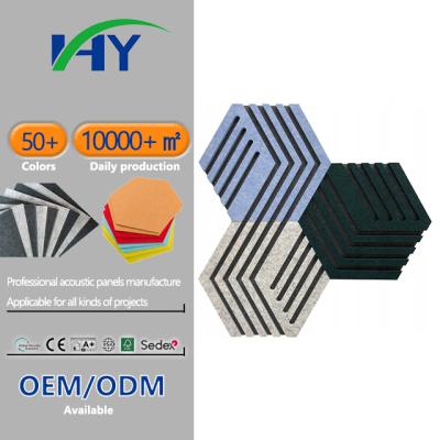 China Durable PET Hexagon Acoustic Panels Flame Retardant Acoustic Panels Customizable Shape for sale