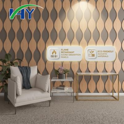 China Wood Slat Acoustic Panel with Pet Core and Flame Retardant for Studio for sale