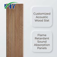 China Pet Based Wood Slat Acoustic Panel with Flame Retardant Function for sale