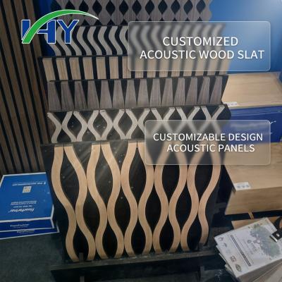 China Custom Pattern Wood Slat Acoustic Panel with Sound Absorption Pet for sale