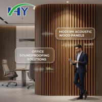 China Wood Slat Acoustic Panel with Custom Pet Layer for Sound Absorption for sale