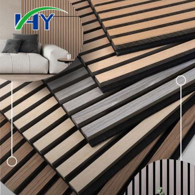 China Wood Slat Acoustic Panel Recycled PET Felt Backing Sound Absorbing Wall for sale