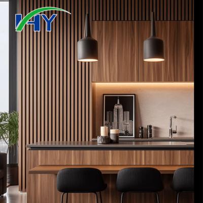 China Wood Slat Acoustic Panel Customizable Slat Spacing Architectural Wall System for sale