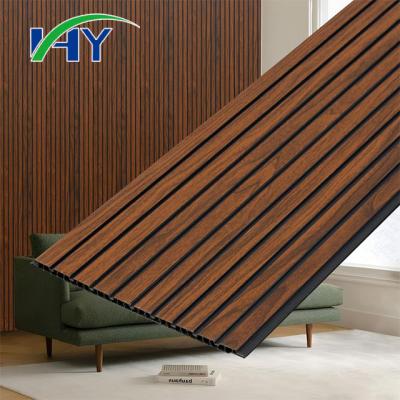 China Wood Slat Acoustic Panel Fire Rated MDF Core Sound Absorbing Wall Cladding for sale