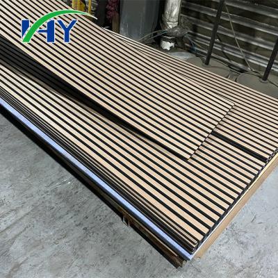 China Wood Slat Acoustic Panel Fire Retardant Veneer With High Density MDF Core for sale