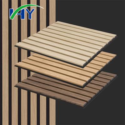 China Wood Slat Acoustic Panel Commercial Wall System With PET Acoustic Underlay for sale
