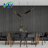 China Wood Slat Acoustic Panel Fireproof MDF Slats With PET Felt Bulk for sale