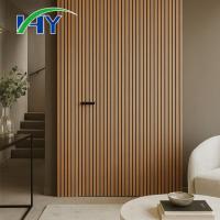 China Wood Slat Acoustic Panel PET Backed Fireproof Slats For Retail Stores for sale