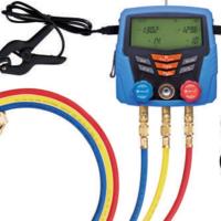 China Digital Refrigerant Gauge Set 220V HVAC Manifold with LCD Display 61 Refrigerants for sale
