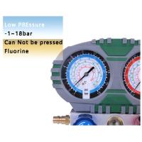 China Aluminum Alloy Double Manifold Gauge Set Valve for R410A R32 Refrigerant 1/4 SAE for sale