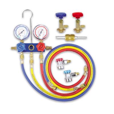 China Aluminum HVAC Manifold Gauge Kit 600PSI R134A Refrigeration Repair Tools for sale