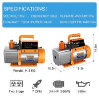 China SVP-7 HVAC 7 Cfm Vacuum Pump 0.75 HP Dual Stage With Touch Screen for sale
