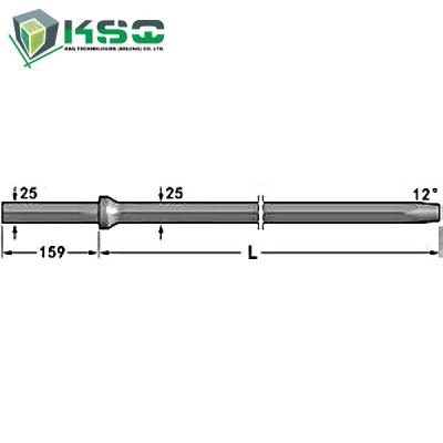 China 12° Hex Tapered Drill Rod Shank with CNC milling 25 mm x 159 mm for sale