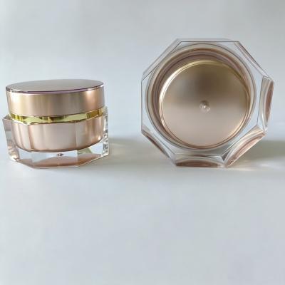 China Face Cream Acrylic Cosmetic Container 30g 50g Octagon Shape for sale