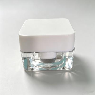 China 5g Cosmetic Square Acrylic Jar With Acrylic Outer And PP Inner for sale