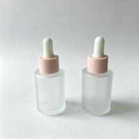 China Essential Oil Frosted Flat Shoulder Glass Dropper Bottle 30ml Customized for sale