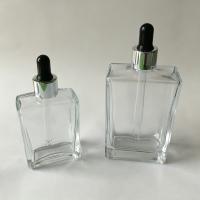 China Rectangle Clear Glass Dropper Bottles For 50ml 100ml Essential Oil for sale