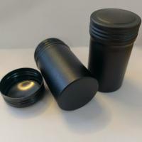 China 50g Matte Black Aluminum Cosmetic Container For Refillable Metal Can Packaging for sale