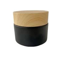 China BONA 50g 100g Glass Cosmetic Jar With Bamboo Lid Cap OEM / ODM for sale
