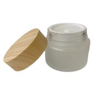 China BONA 50g 100g Glass Cosmetic Jar With Bamboo Lid Cap OEM / ODM for sale