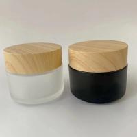 China BONA 50g 100g Glass Cosmetic Jar With Bamboo Lid Cap OEM / ODM for sale