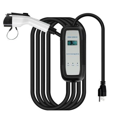 China 16A Mobile Electric Car Charger LCD 1.3-Inch Display Screen LED Indicator Light Home New Energy Vehicle Charging Gun for sale