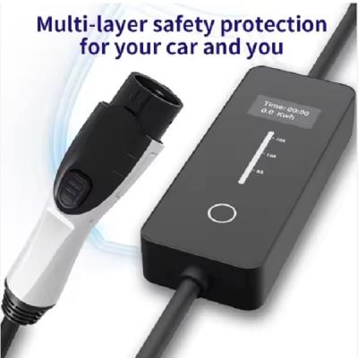 China J1772 Portable EV Charger 3.5KW-7KW 220V-240V with Safety Protection for sale