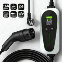 China Portable EV Car Charger IP67 waterproof and dust tight with clear LCD display showing voltage current kWh and temperature for sale
