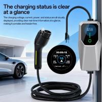 China Portable EV Car Charger Equipped with High Resolution Screen Showing Total Energy Consumption and Remaining Charging Time for sale