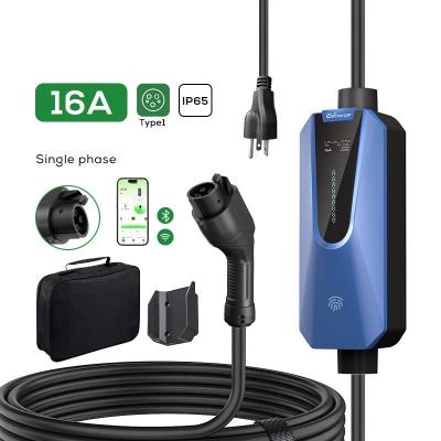 China Portable EV Car Charger with Built in Scheduling and 1.3 Inch LCD Display for Monitoring Voltage Current and Power Output for sale