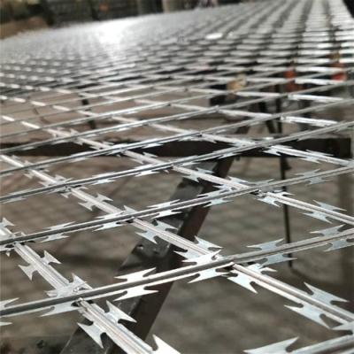 China Hot Dipped Galvanized Razor Barbed Wire Mesh Anti Climb Welded Blade Razor for sale
