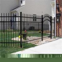 China Black Powder Coated Decorative Metal Picket Fence Easily Assembled Steel Fence Panel 2.1x2.4m for sale