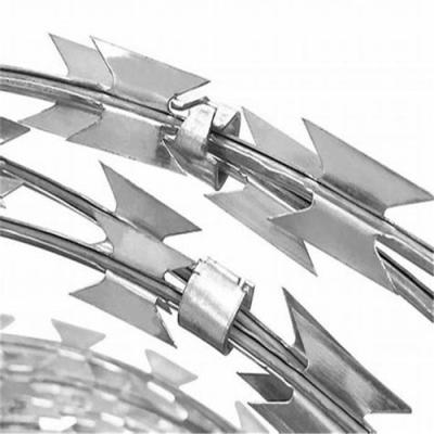 China 5-20kg/roll Galvanized Steel Barbed Razor Wire BTO-22 For Protection for sale