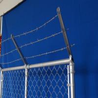 China Hot Dip Galvanized Chain Link Fence Diamond Shape Cyclone Mesh Fencing With Top Barbed Wire for sale