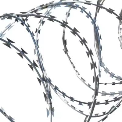 China Hot-Dipped Galvanized Razor Blade Wire Iron Concertina Barbed Wire Coil GM STEEL for sale