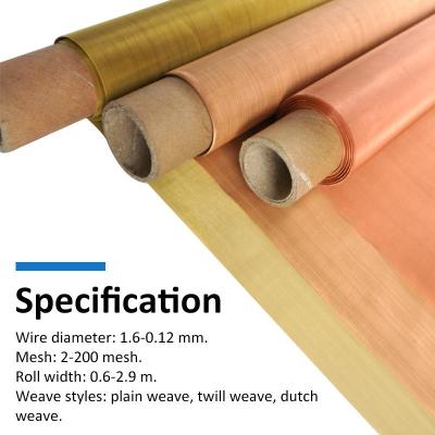 China Premium Conductive Copper Wire Mesh with Uniform Openings in 20-200 Mesh and 0.05-0.30mm Wire Diameter for EMI Shielding for sale