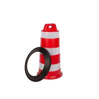 China Highly Visible 36inch Orange Plastic Traffic Safety Barrel With Rubber Base Orange Road Safety Barrel for sale
