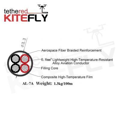 China AL-7A Power Cable 0.35mm² Conductor Aviation Grade Fiber Braiding 3.3mm OD for sale