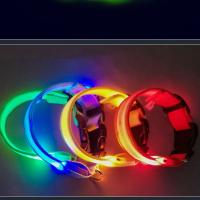 China Anti Loss Glowing Dog Collars Polyester Luminous Dog Collars Feature Lights for sale