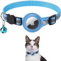 China Solid Pattern Pet Collar Anti Loss Airtag Cat Collars Reflective With Plastic PU Polyester Iron Materials for sale