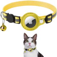 China Solid Pattern Pet Collar Anti Loss Airtag Cat Collars Reflective With Plastic PU Polyester Iron Materials for sale