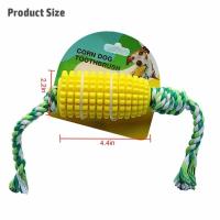 China Eco Friendly Corn Shaped Dog Toothbrush Rubber Dog Toothbrush Chew Toys With Cotton Rope for sale